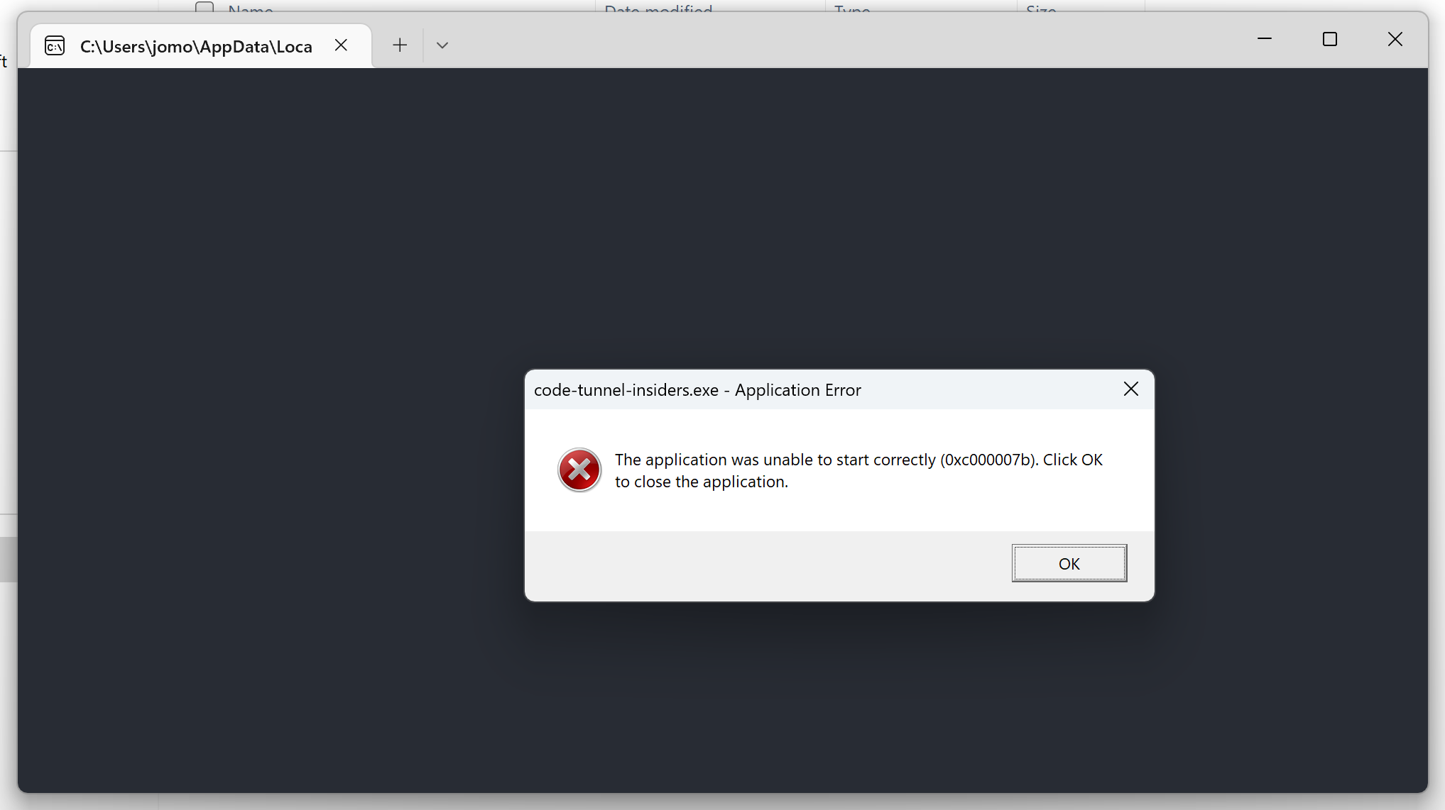 Failed to run cli due to missing DLL · Issue #164427 · microsoft/vscode · GitHub