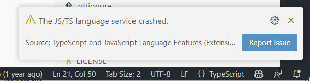 Prevent users from filing TS Server crash issues without first disabling global TS Server ...