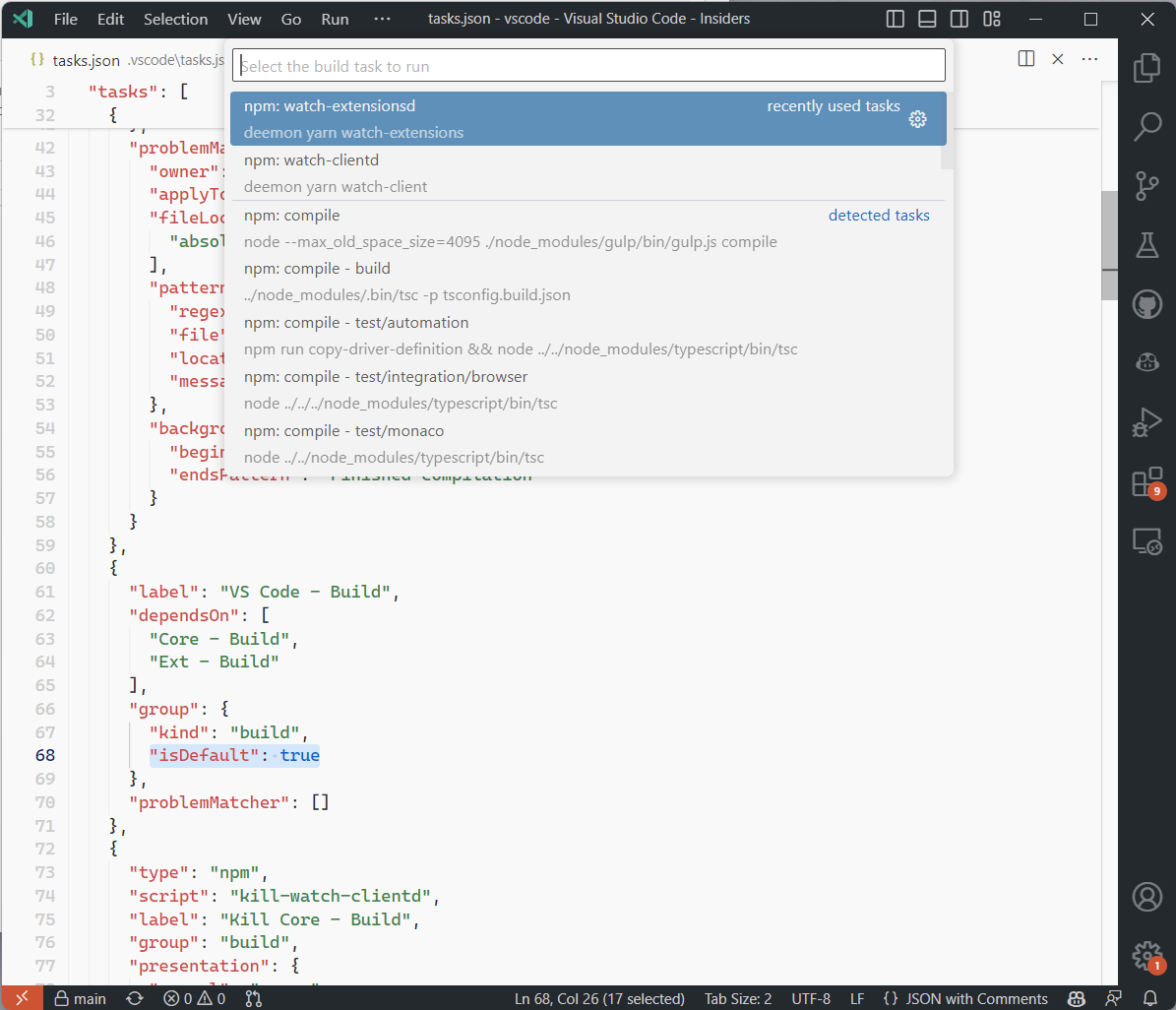Failed to detect default task · Issue #176020 · microsoft/vscode · GitHub