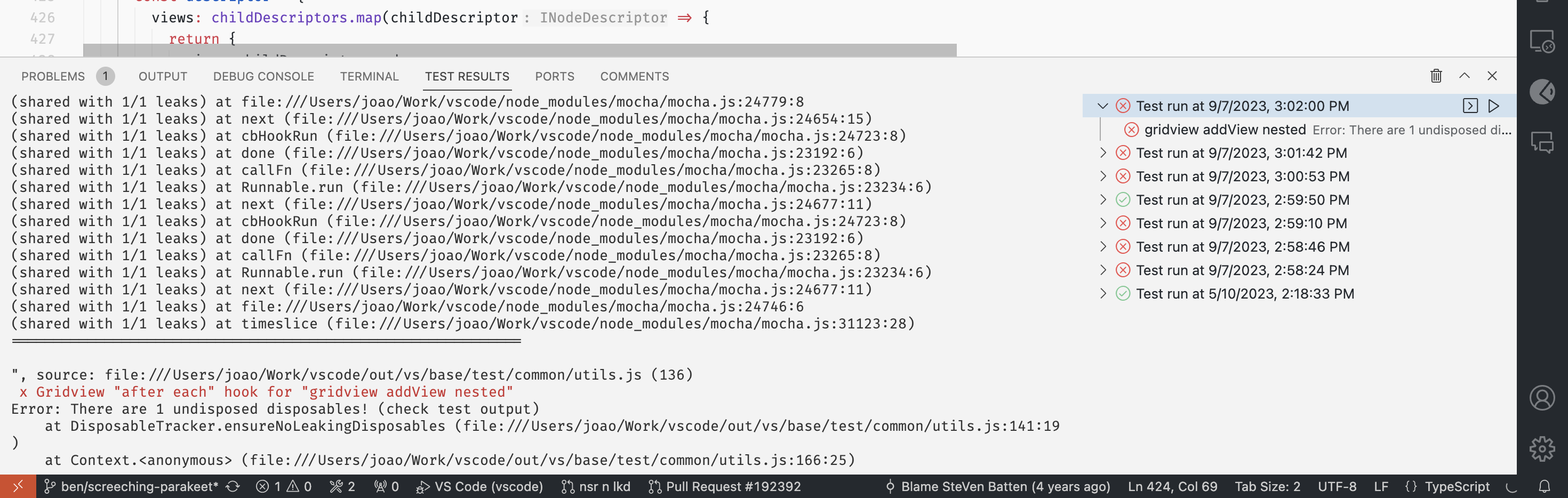 Test Results view misses separator between editor and list · Issue ...