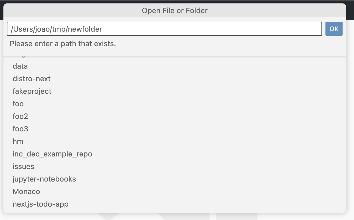 Allow Creating Filefolder In Simple File Dialog · Issue 196693 · Microsoftvscode · Github