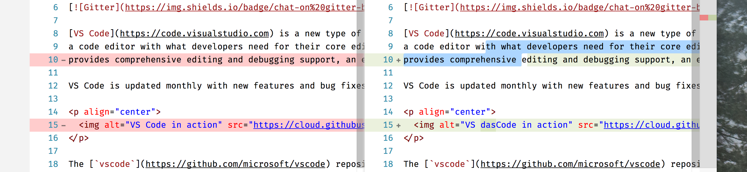 Diff decorations break with selection · Issue #38392 · microsoft/vscode · GitHub