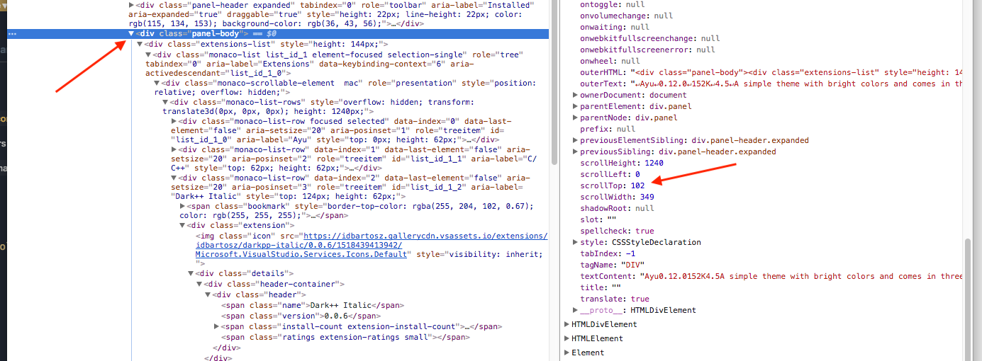 Extension Viewlet Scrolls When Navigating With Tab · Issue 44181