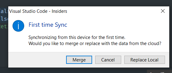 Sync: Skip `First time Sync` dialog if nothing changed · Issue #91545 · microsoft/vscode · GitHub