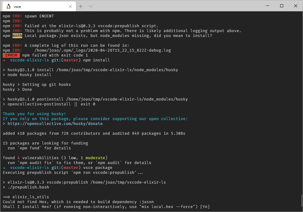 'vsce package' hangs when prepublish script asks for user input · Issue #444 · microsoft/vscode ...