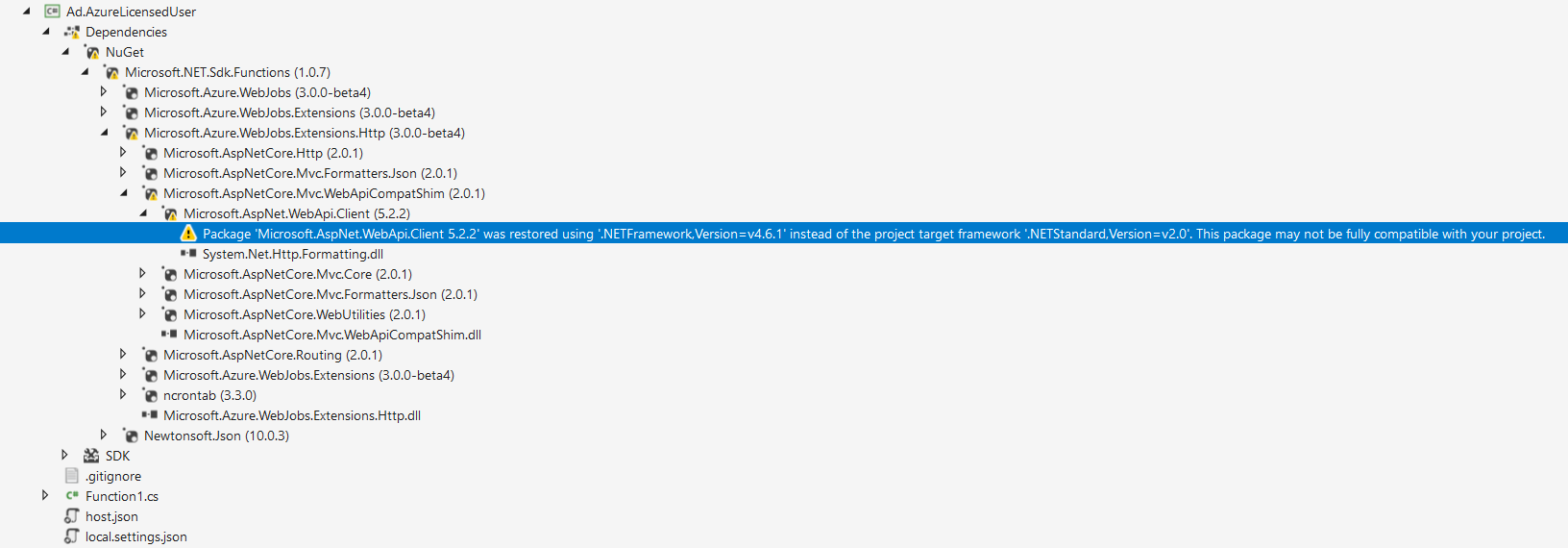 Microsoft Aspnet Webapi C Ient 5 2 2‘ Was Restored Using Ne Framework Version V4 6 1
