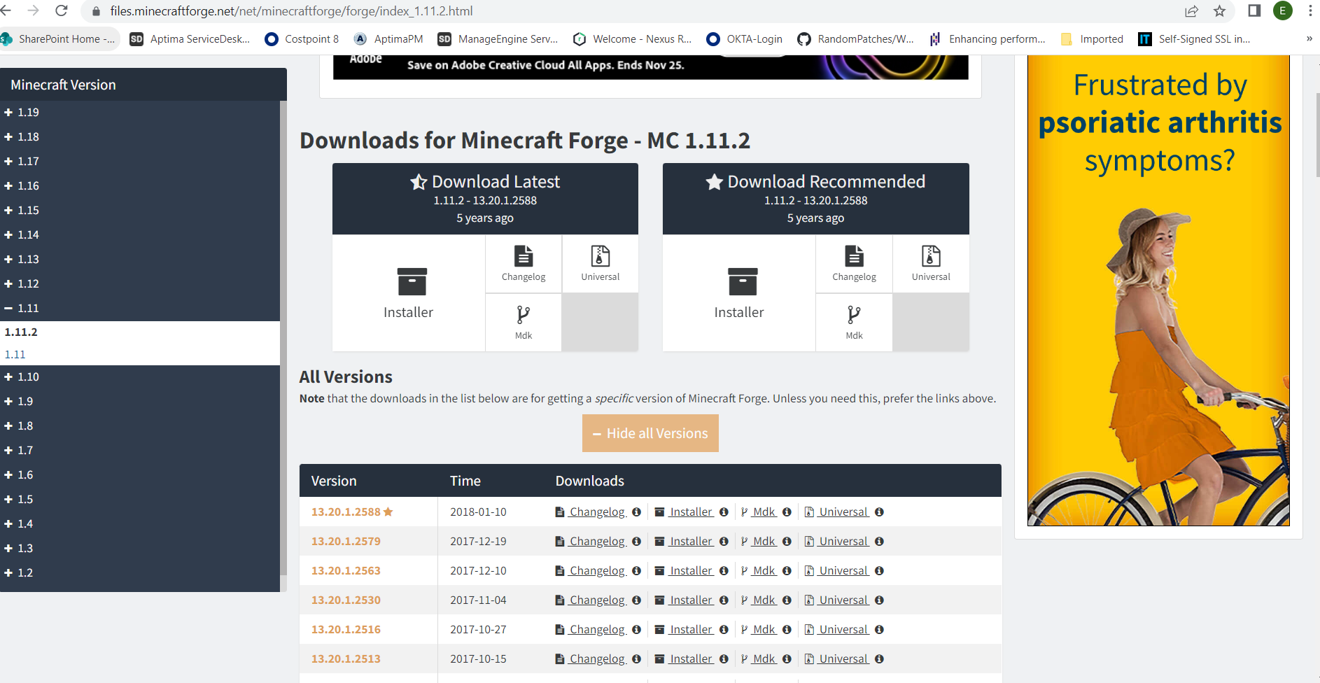 1.11.2 --> Main Forge Installer cannot access this URL - It is forbidden - used to be able to 2 ...
