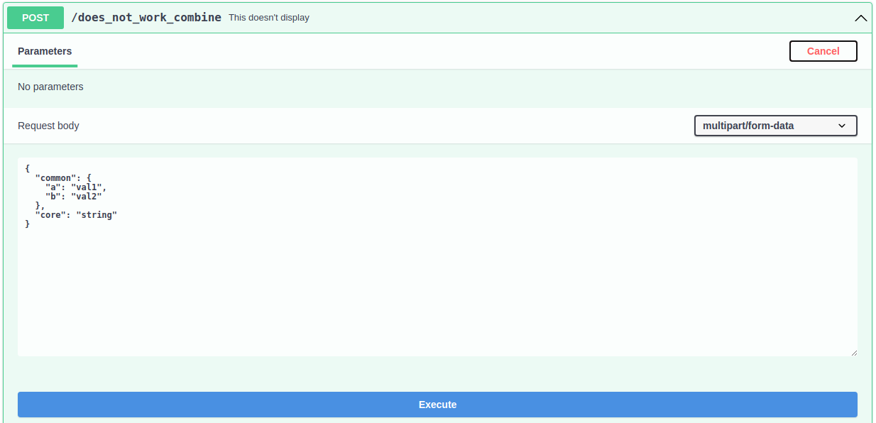 When using oneOf with multipart/form-data the ability to upload a file ...