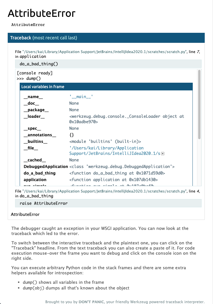 Debug Page Shows Console With Interactive Debugging Off · Issue 1875 · Palletswerkzeug · Github