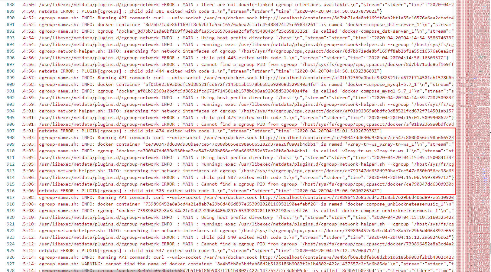 Found Many Error Logs When Using Docker For Deployment · Issue 8769 · Netdatanetdata · Github