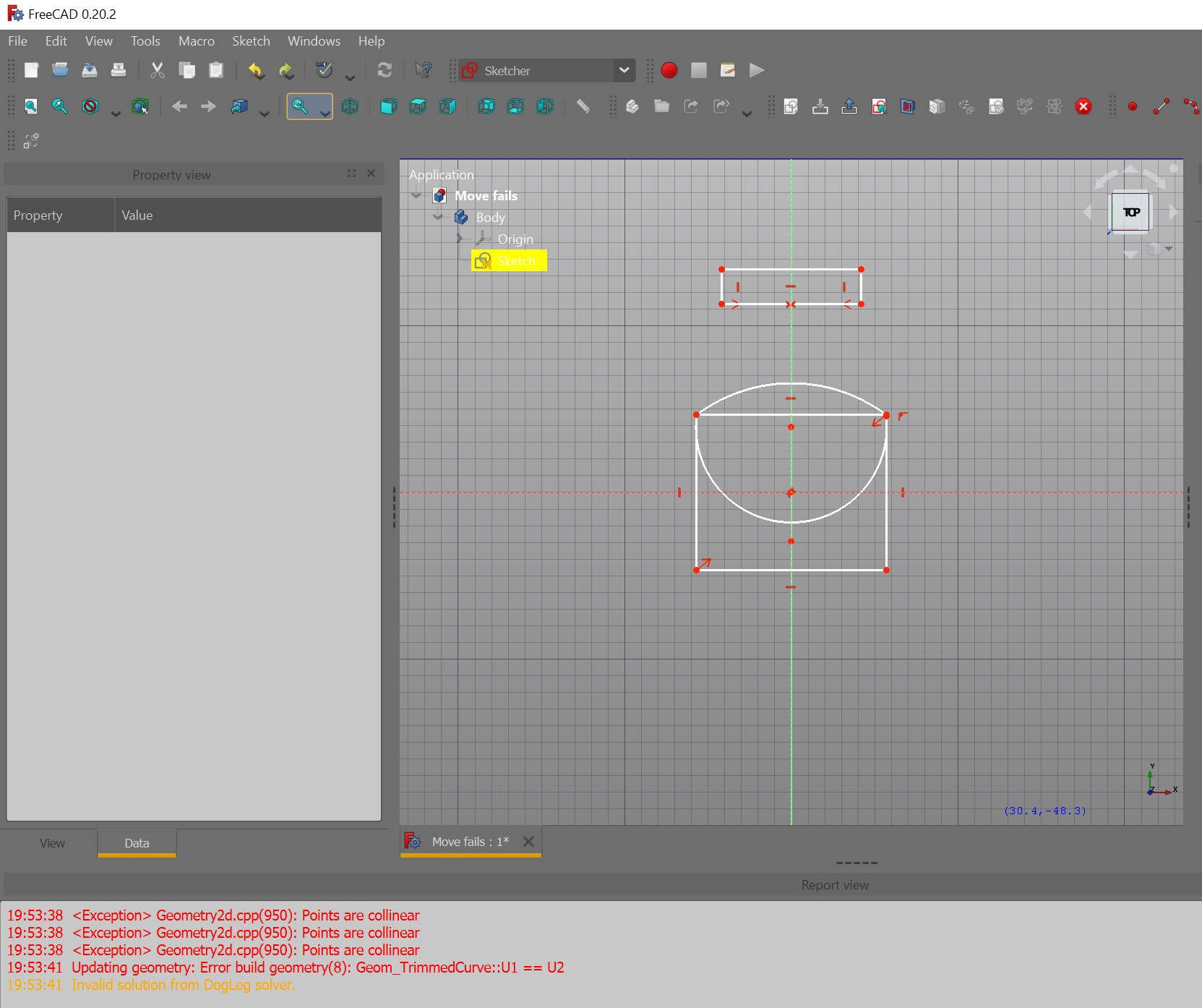 Arc tool with end points and point along the arc modifies the sketch ...