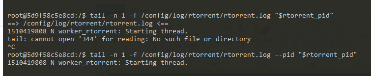 tail command missing --pid flag · Issue #66 · linuxserver/docker-rutorrent · GitHub
