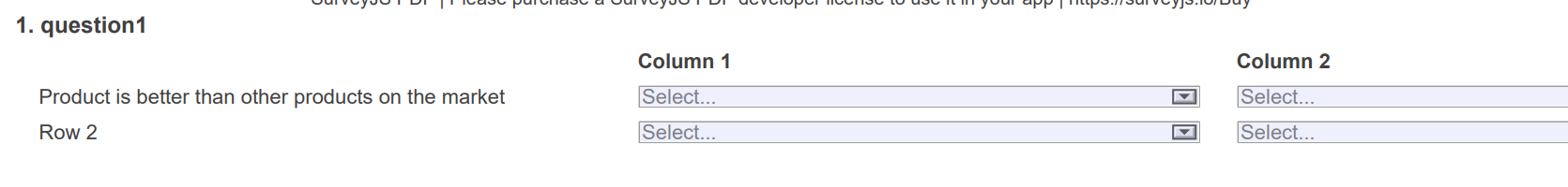 Matrix Dropdown - rowTitleWidth produces a huge gap in PDF · Issue #176 · surveyjs/survey-pdf ...