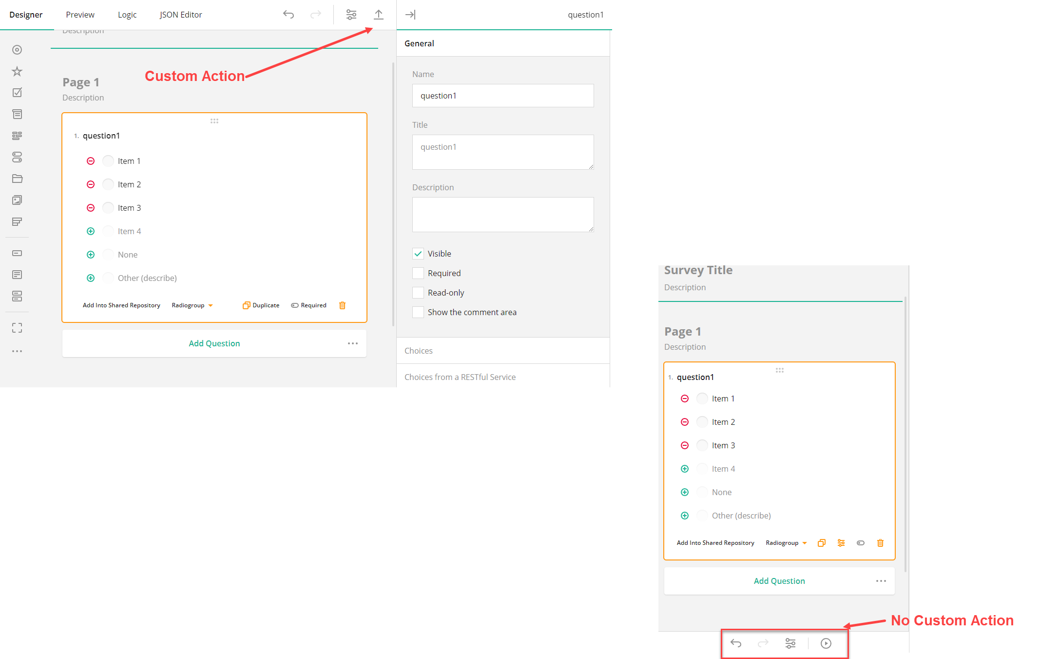 Custom Actions Are Missing In The Bottom Toolbar On Smaller Screens