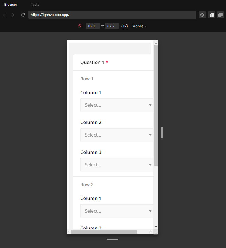 Matrix Dropdown - Column headers appear regardless of the disabled showHeader option · Issue ...