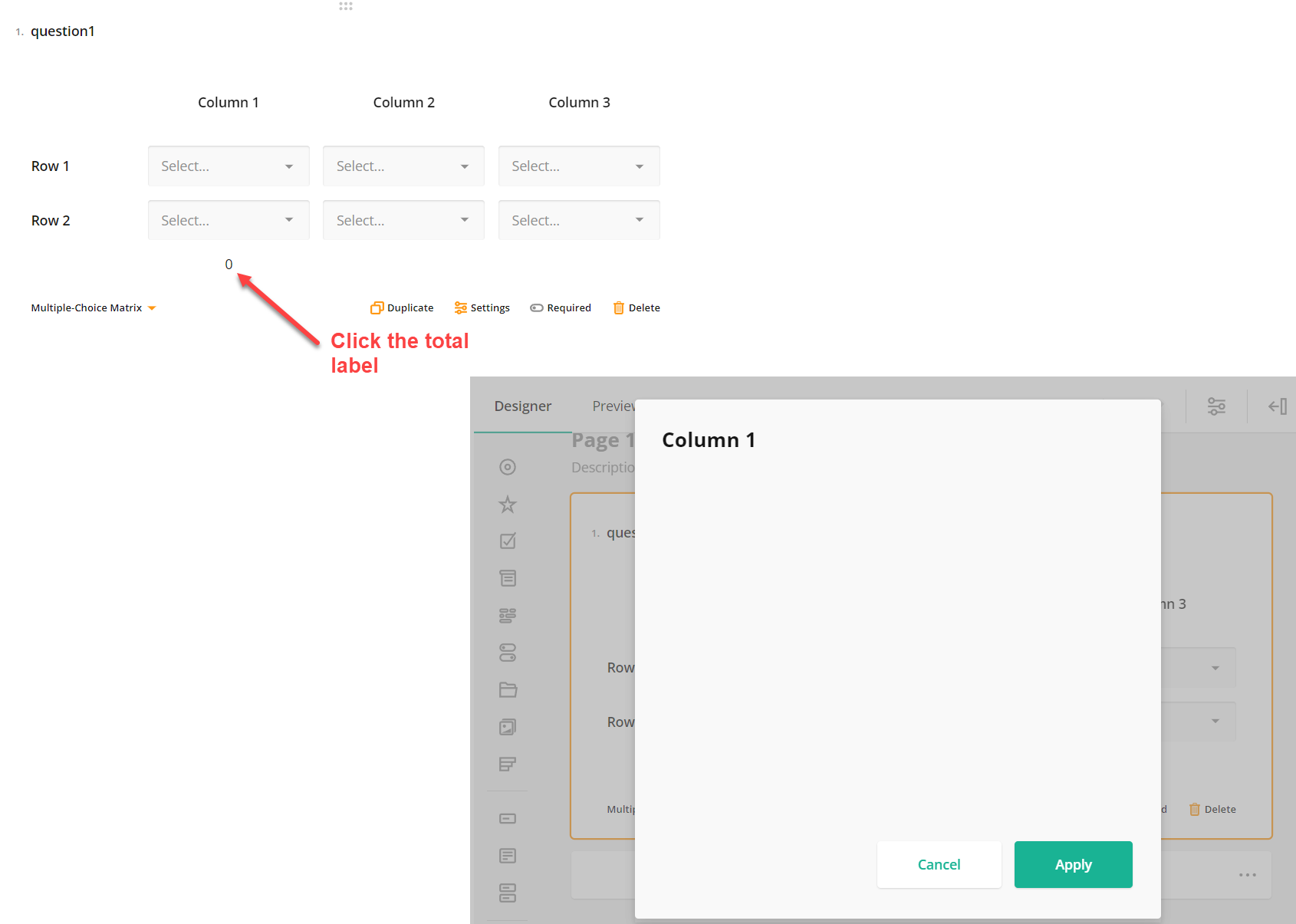 'Apply' button in Edit Totals popup causes console error 'Cannot read properties of null ...