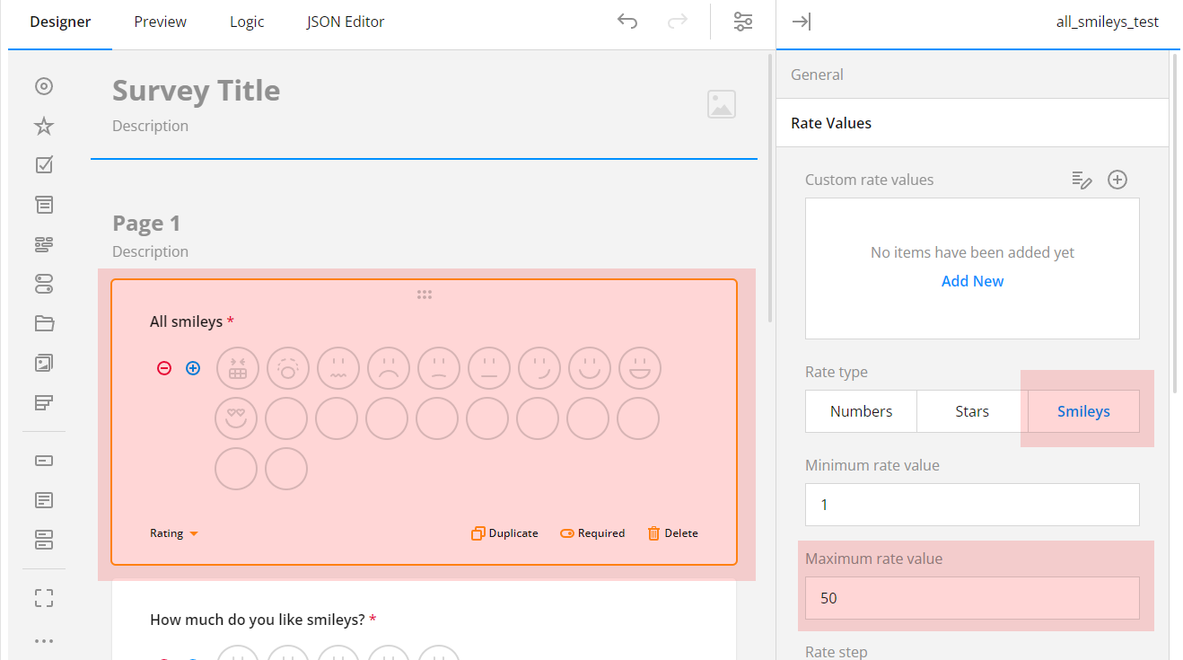 Rating - Limit the maximum rate value when using the Smileys type · Issue #5947 · surveyjs ...