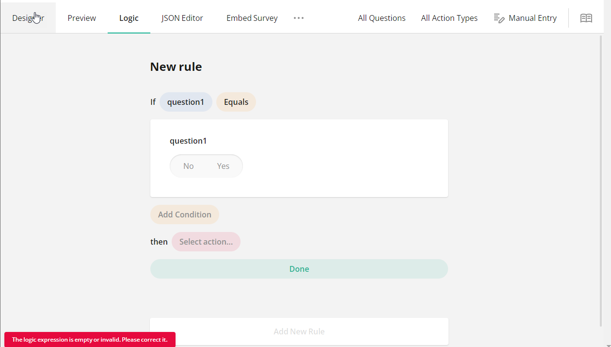 Logic Tab - Prevent users from leaving the Logic tab when a Logic Rule was not saved · Issue ...