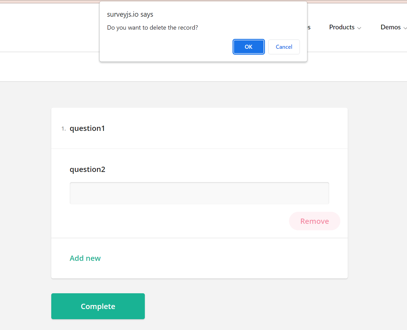 Implement A Proprietary Confirmation Dialog · Issue 6362 · Surveyjssurvey Library · Github 