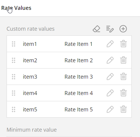 Multi-Select Matrix with a Rating Scale column: Custom rate values aren't enabled by default ...