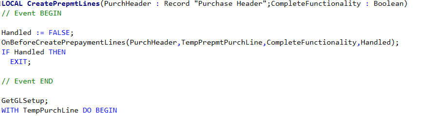 Event Request Codeunit 90 Onbeforecreateprepaymentlines · Issue 2874 · Microsoft