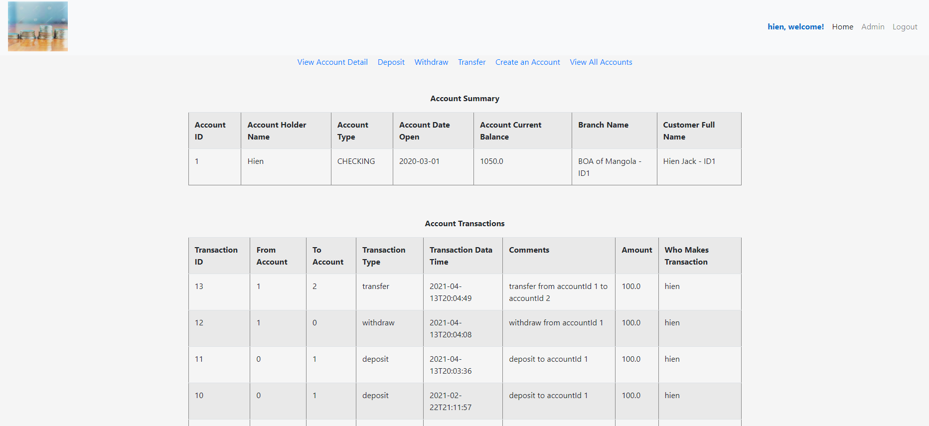GitHub - hienHana/OnlineBank: Online Banking project prototype using ...
