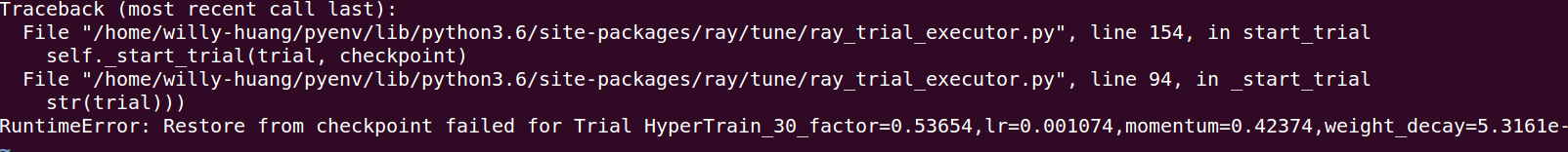[tune] RuntimeError: Restore from checkpoint failed for Trial Hyperband · Issue #5045 · ray ...