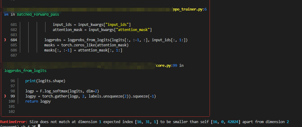 RuntimeError: Size does not match at dimension 1 expected index [1, 14, 1] to be smaller than ...