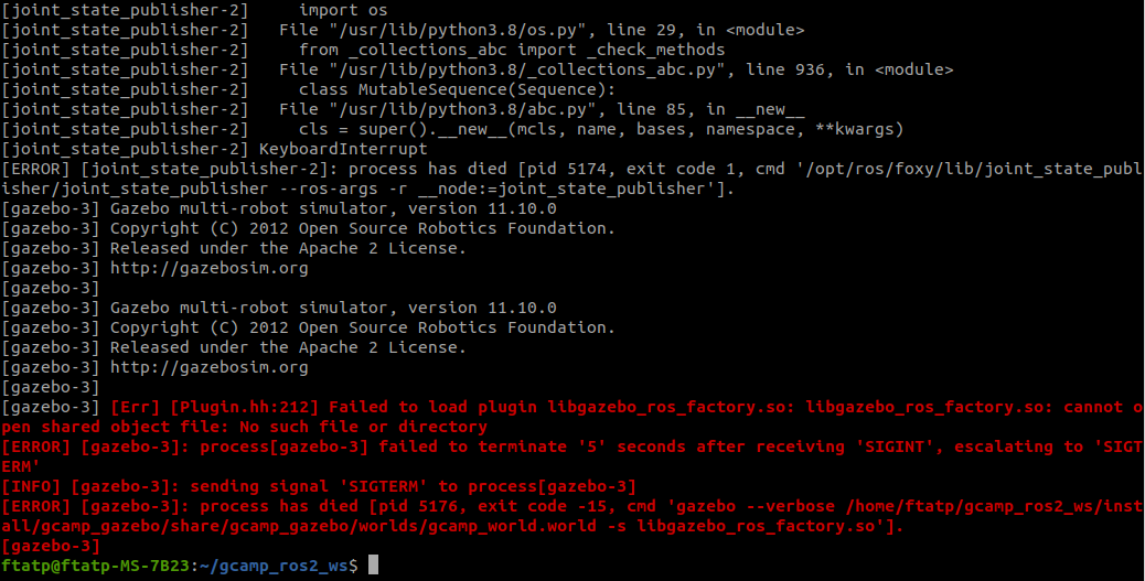 Gazebo package error Failed to load plugin libgazebo_ros_factory.so ...
