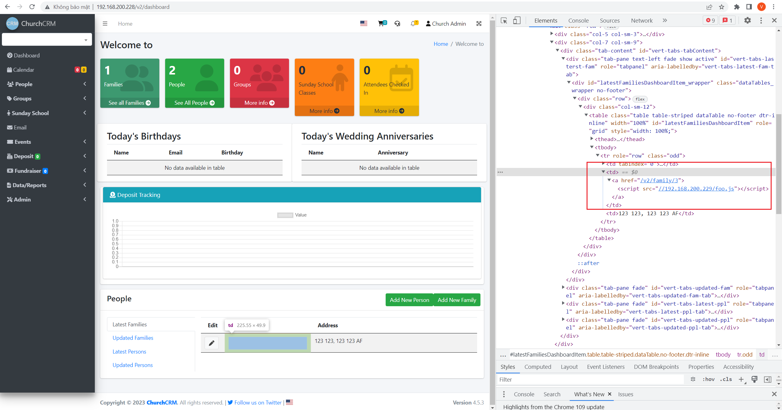 ChurchCRM 4.5.3 Stored XSS to Admin Takeover · Issue #6443 · ChurchCRM/CRM · GitHub