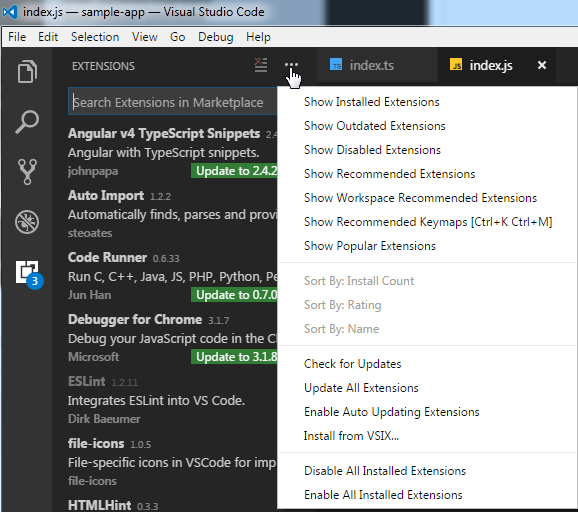Ability to not to show the outdated extensions badge · Issue #32505 · microsoft/vscode · GitHub