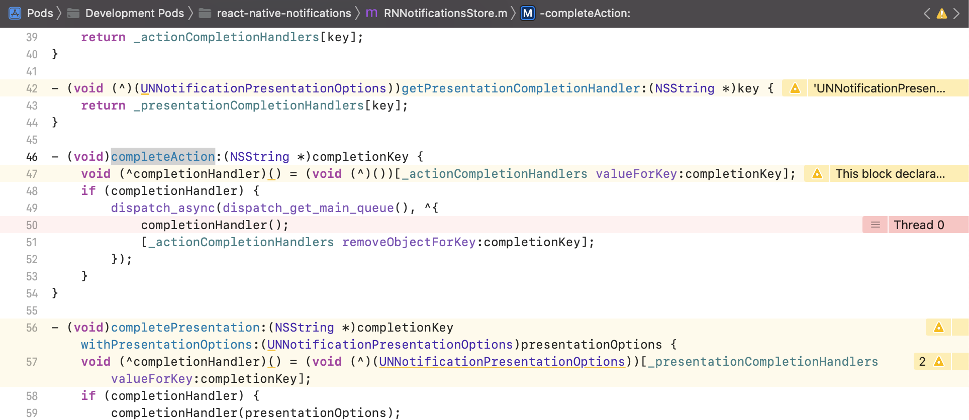 4.1.2 iOS - completionHandler crash · Issue #787 · wix/react-native-notifications · GitHub