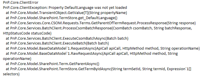 AddLabelAndDescription of a Term throws "PnP.Core.ClientException: Property Id was not yet ...