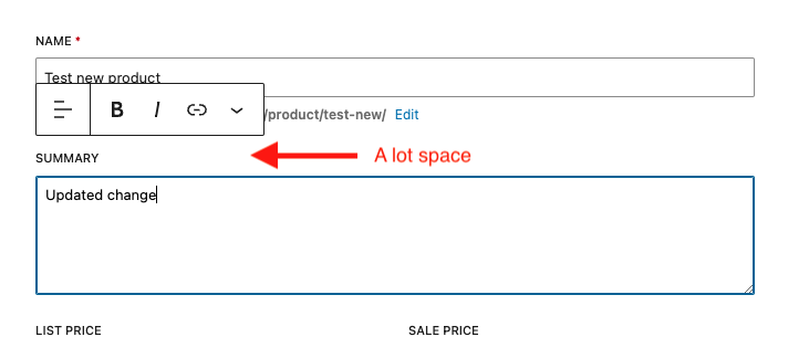 Product Block Editor: Summary edit toolbars issues ( displayed to high, and not hiding on blur ...