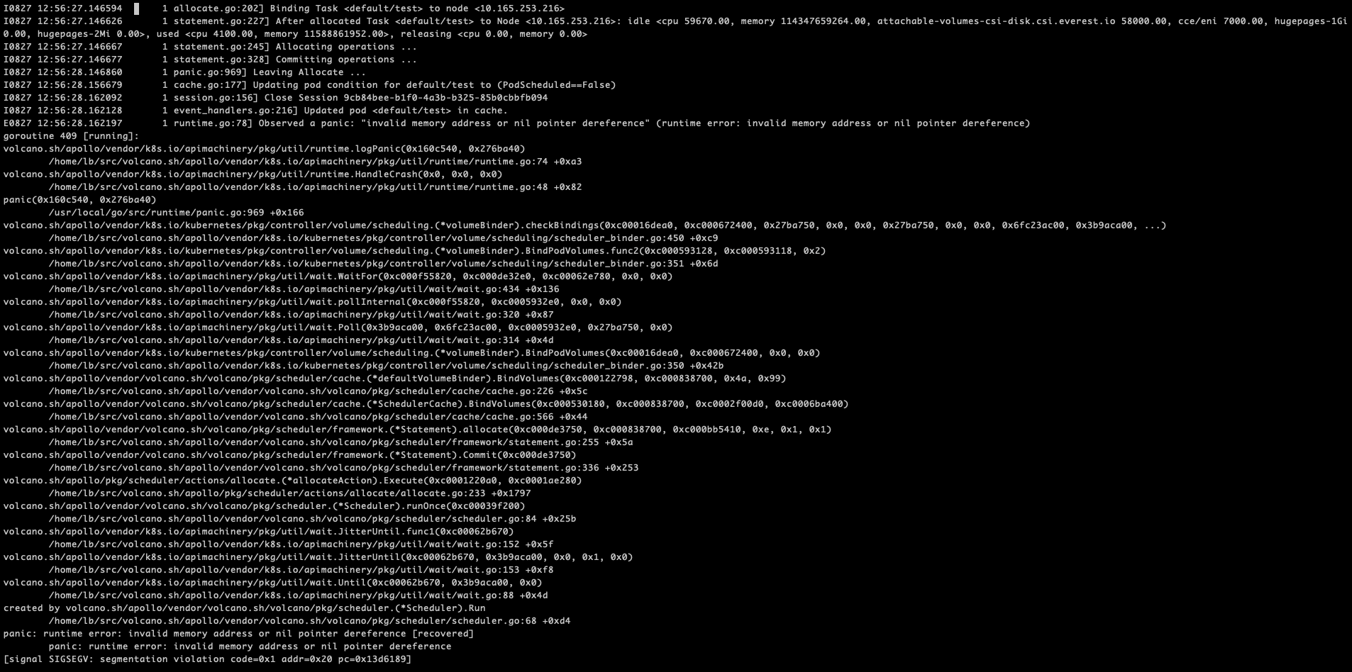 Volcano-scheduler panic when create pod and use pvc · Issue #1017 ...