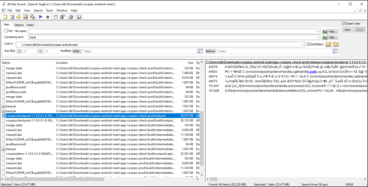 log4j in build files and APK · Issue #160 · Digitaler-Impfnachweis/covpass-android · GitHub