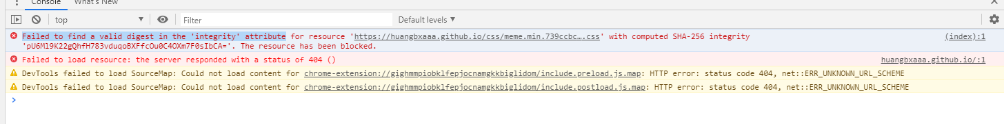 Failed to find a valid digest in the 'integrity' attribute · Issue #166 · reuixiy/hugo-theme ...