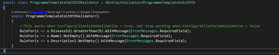 Validation not working when setting ConfigureClientsideValidation = false · Issue #1078 ...