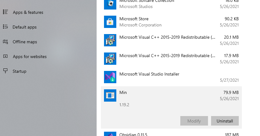 Min doesnot show icon in windows uninstallation list · Issue #1628 · minbrowser/min · GitHub