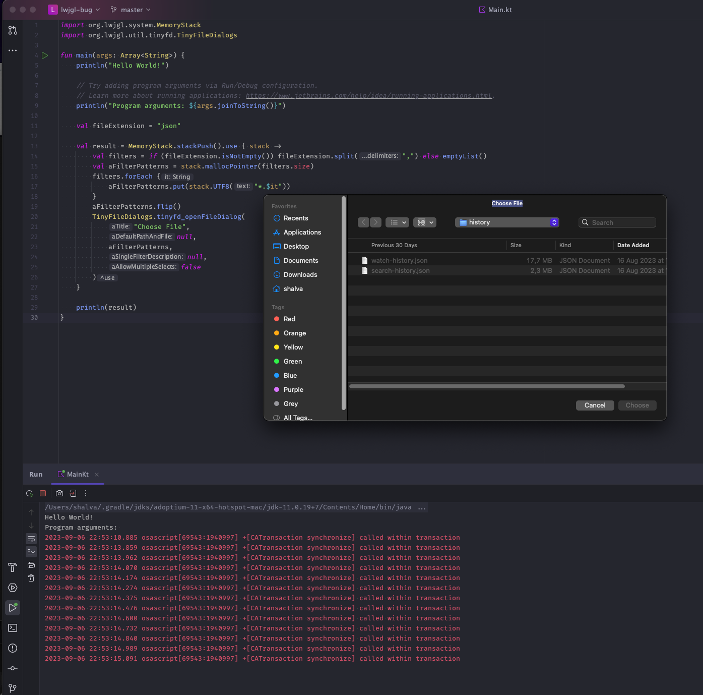 Can Not Pick Files On Macos With Tinyfdopenfiledialog When Setting A Filter · Issue 921