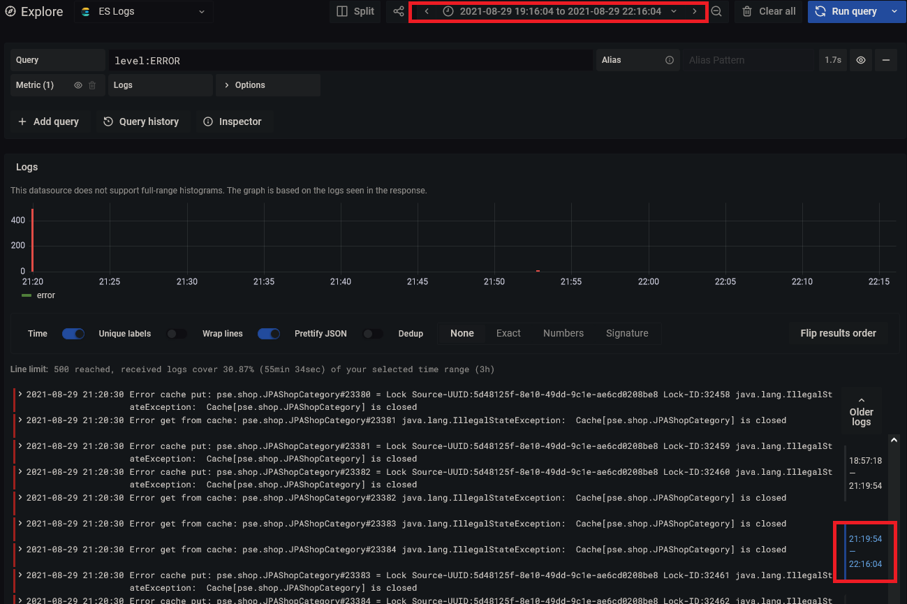 Logs Navigation: Timepicker interval does not correspond to interval in logs navigation · Issue ...