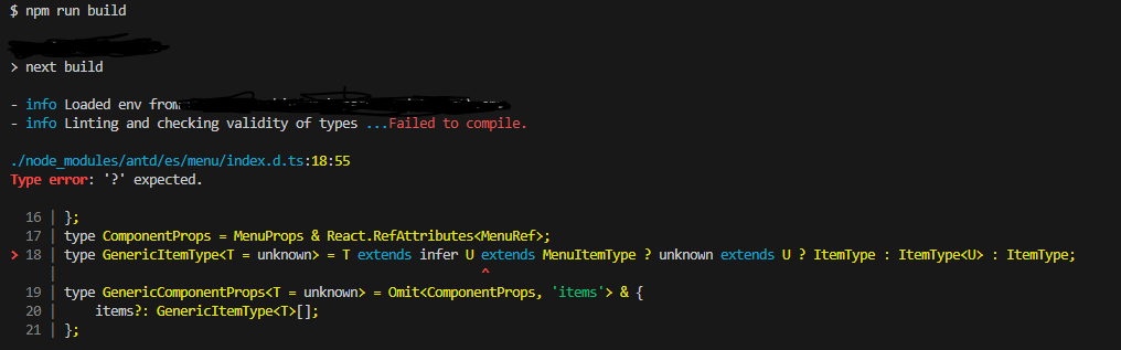 Failed to compile: Type error: '?' expected. · Issue #42981 · ant ...