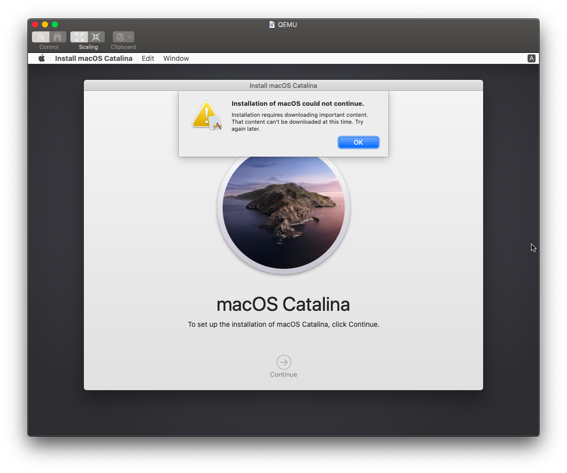 Apple side problem? When install Catalina, installer always says: "content can't be downloaded ...