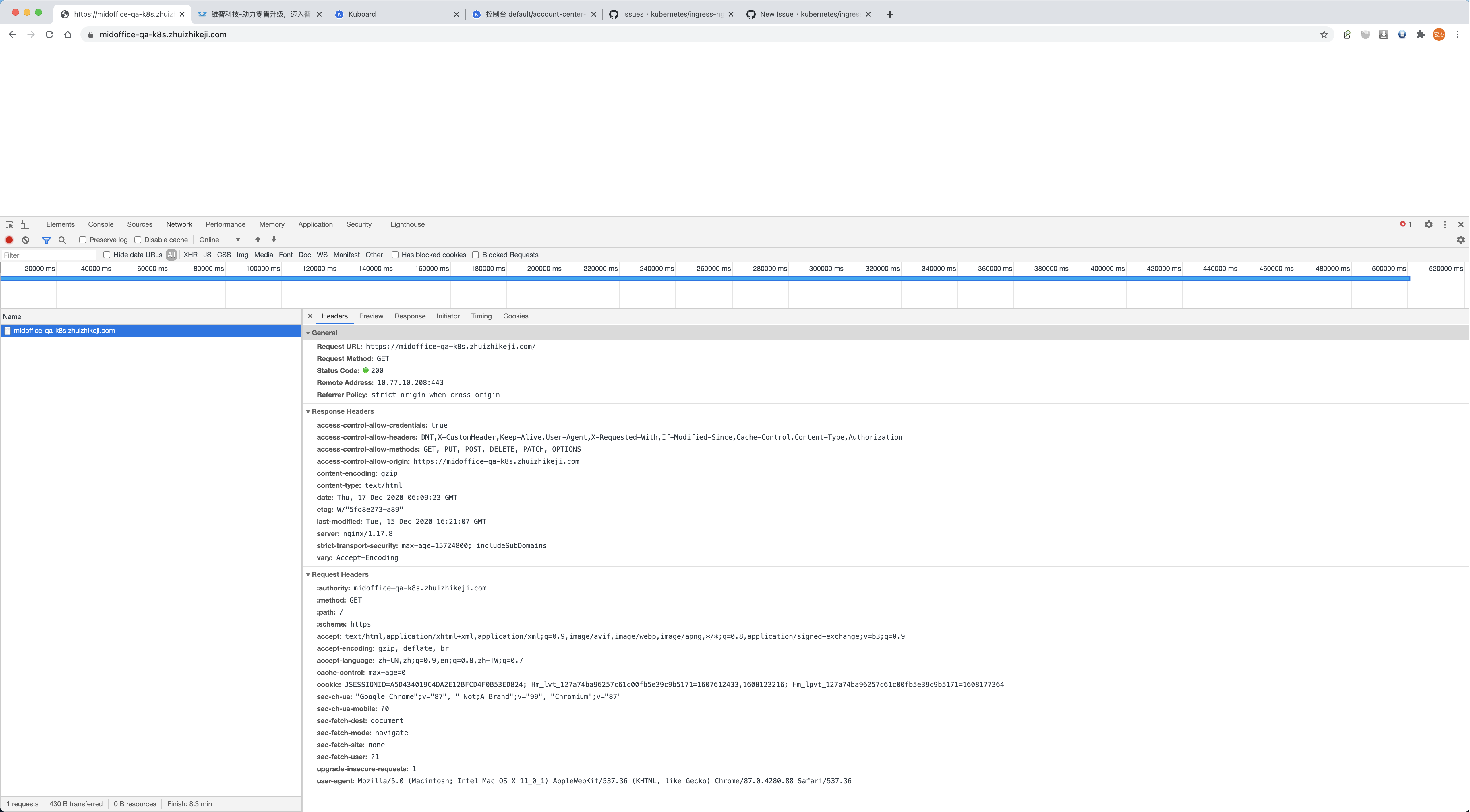 ingress-ngnx with vuejs project.when using url , show blank page and still request until ERR ...