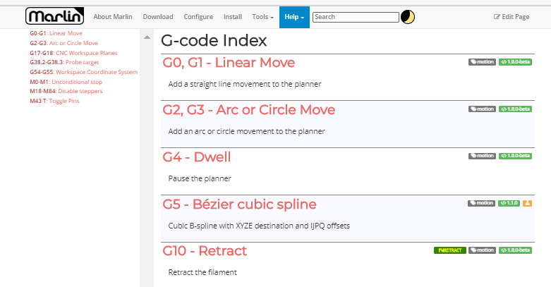 Left side navigation panel in G-code documentation page broken · Issue #275 · MarlinFirmware ...