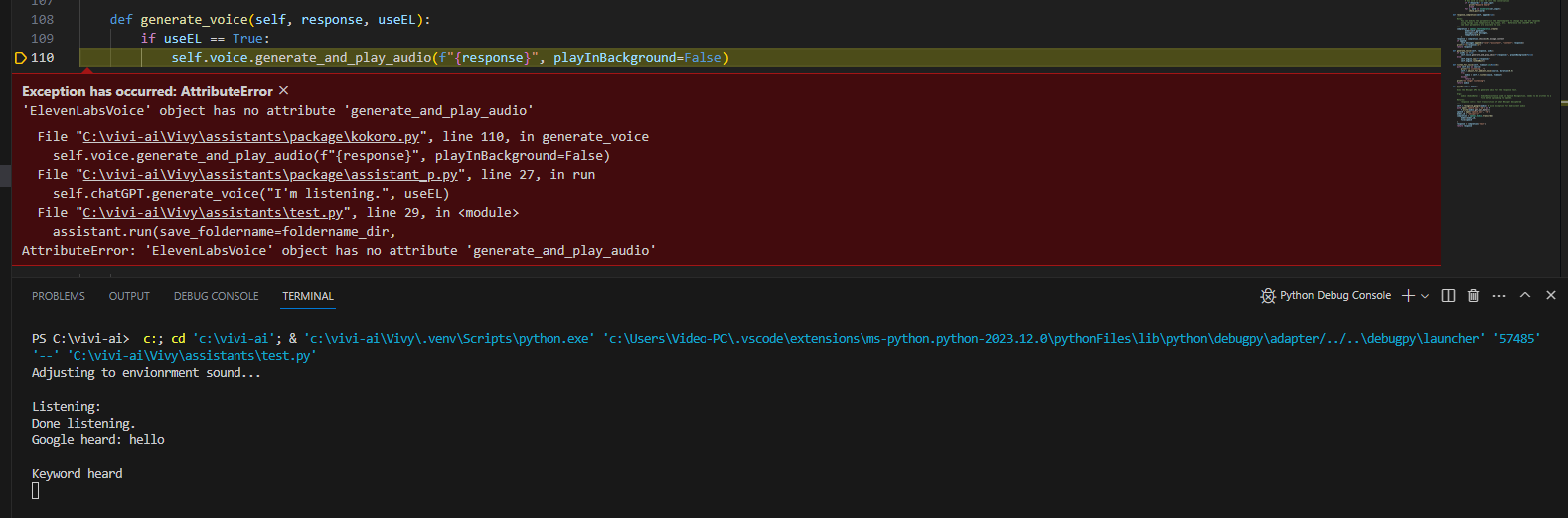 AttributeError: 'ElevenLabsVoice' object has no attribute 'generate_and ...