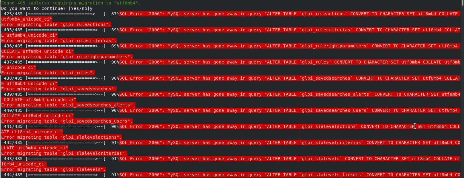 GPLI 10 Beta - SQL Error while migrating utf8mb4 · Issue #10175 · glpi-project/glpi · GitHub