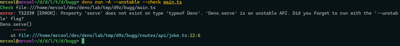 type checking unstable doesn't work with fresh · Issue #822 · denoland/fresh · GitHub