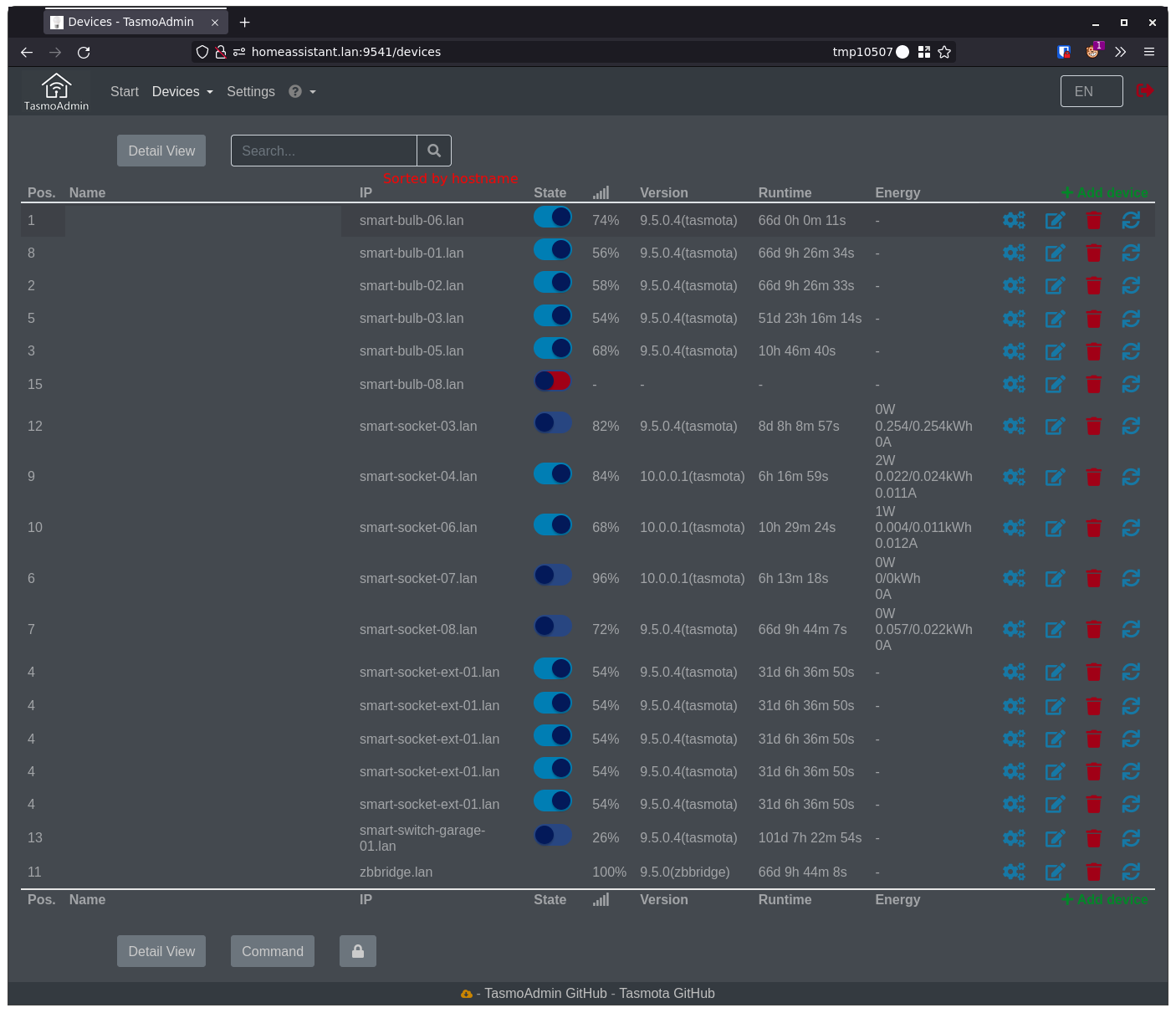 Column sort device list · Issue #376 · TasmoAdmin/TasmoAdmin · GitHub