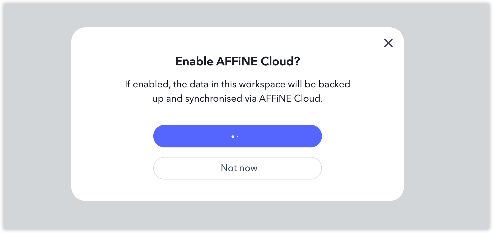 After logging in, try to enable the AFFiNE Cloud service for a local workspace, it keeps showing ...